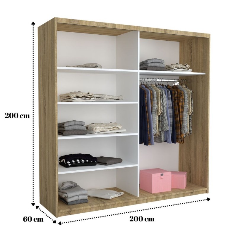 Dresing Smart 200 Sonoma cu Oglinda si Usi Gri