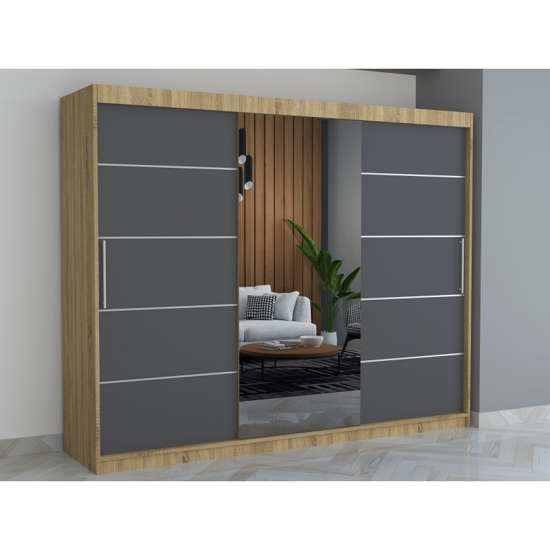Dresing Smart 250 Sonoma cu Oglinda si Usi Gri