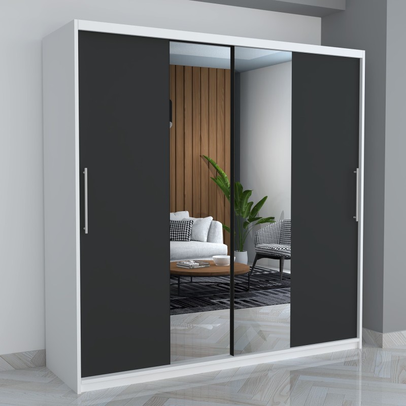 Dresing Smart 200 Alb cu Oglinda si Usi Gri