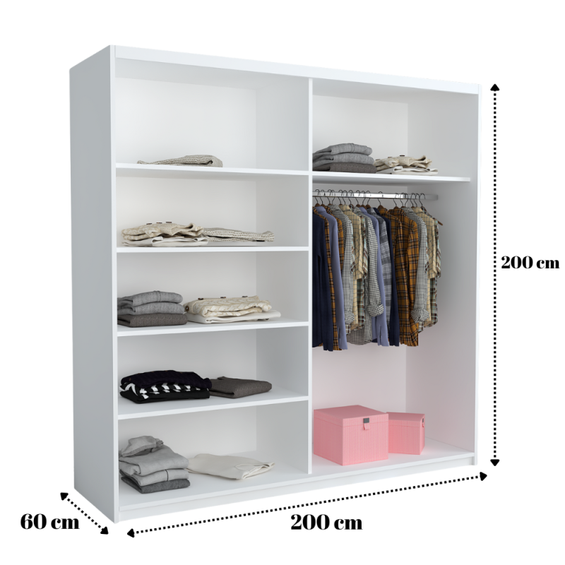 Dresing Smart 200 Alb cu Oglinda si Usi Gri